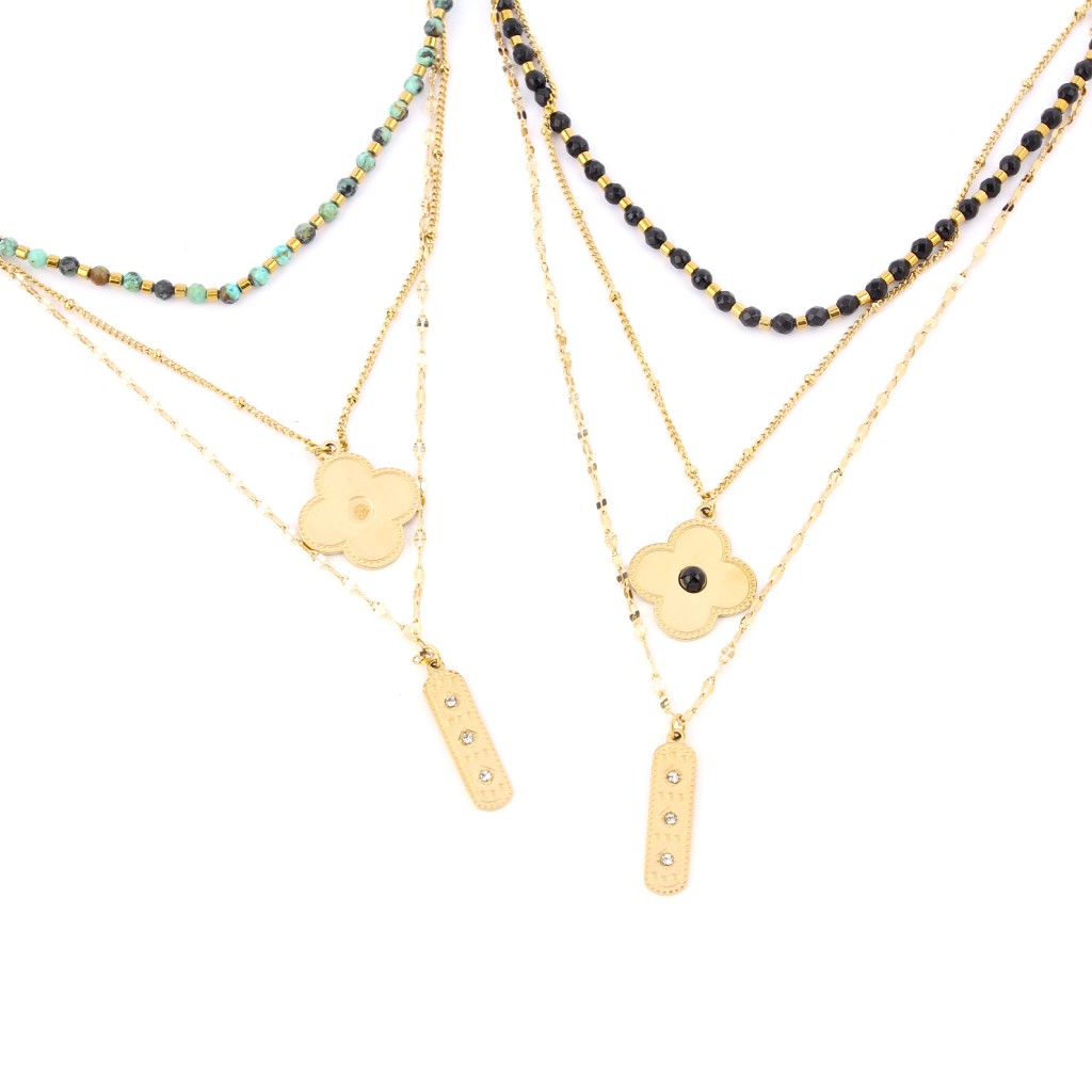 Triple layered necklace steel